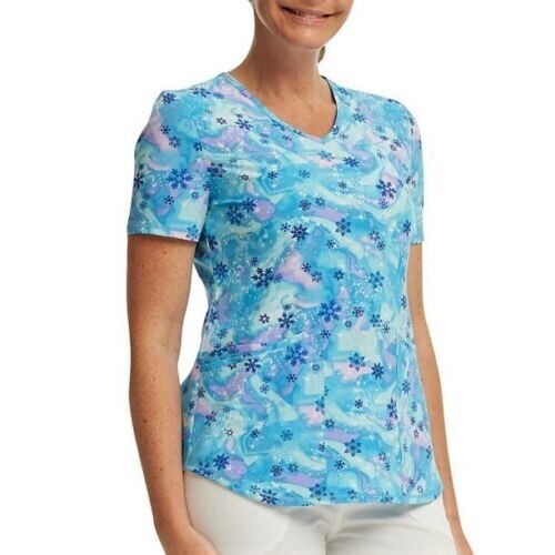 Women's scrub top size large Aurora Snowflakes nwt | eBay