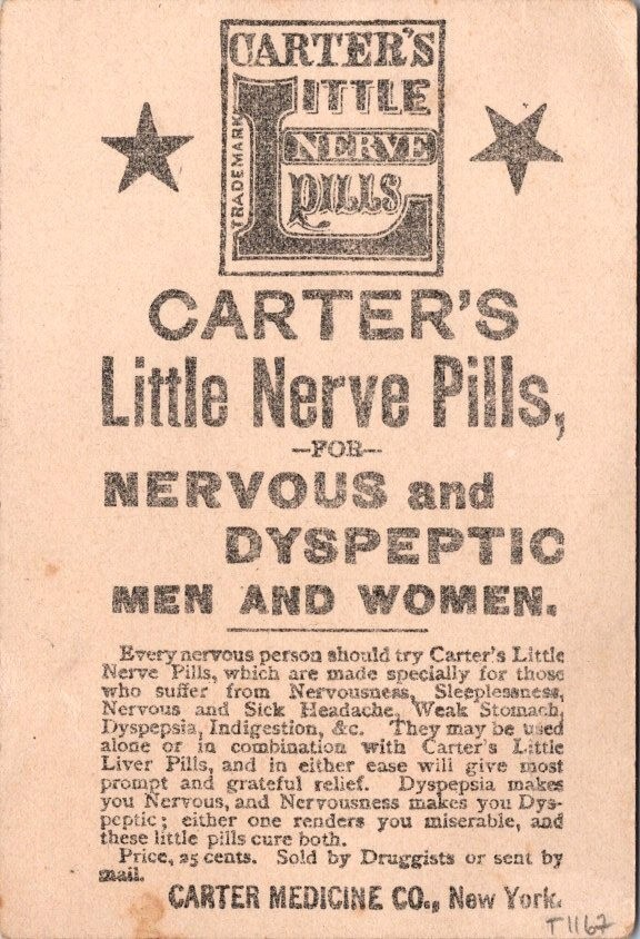 Carters Little Nerve Pills Nervous Dyspeptic Men Women Quack Medicine ...