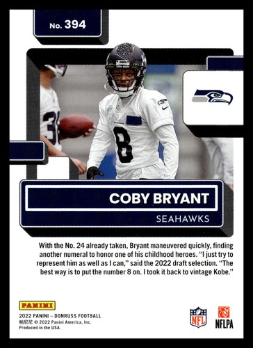2022 Donruss Rated Rookie #394 Coby Bryant Seattle Seahawks Football ...