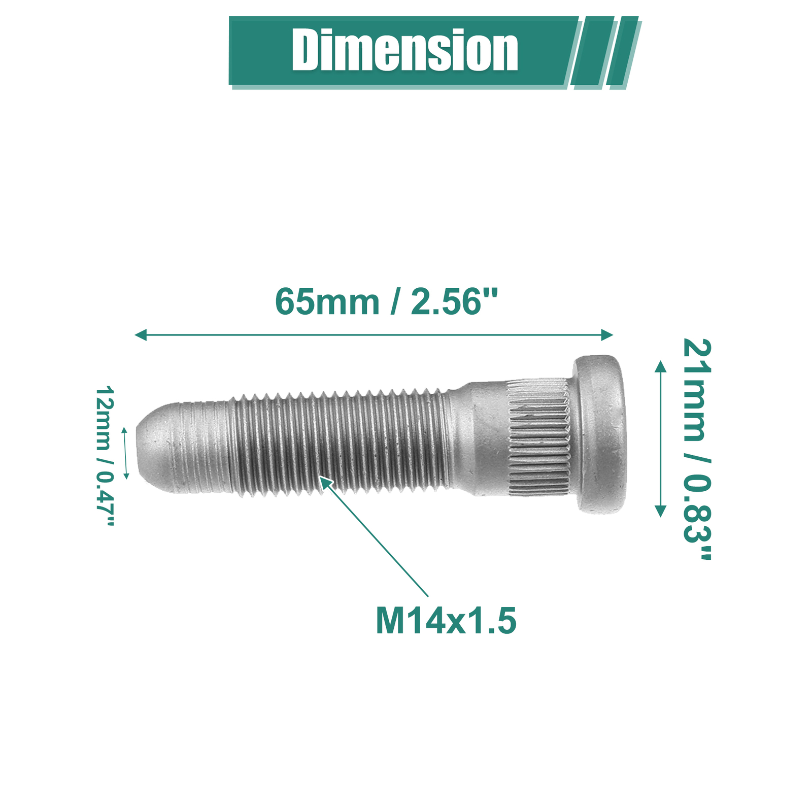 Pack (6) M14x1.5 Long Serrated Wheel Studs Multi-Purpose Stud for ...