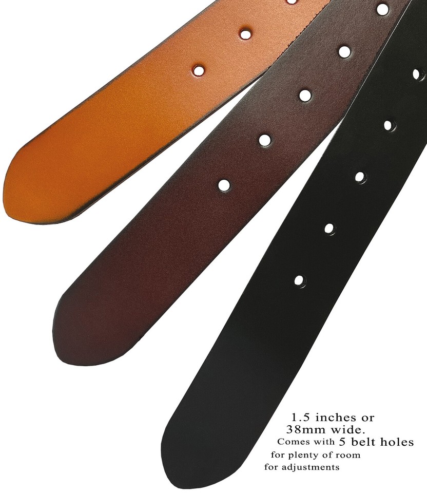Genuine Leather Belt Strap Casual Belt with Snaps 1-1/2" Wide ...