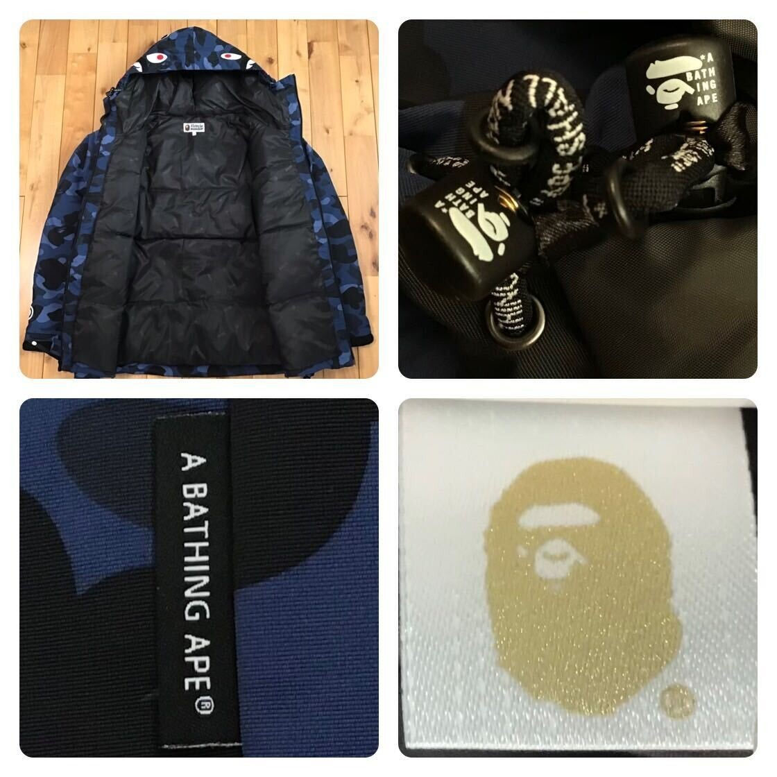 BAPE Shark hoodie Snowboard Puffer Down Jacket Blue camo A BAPE Shark hoodie Snowboard Puffer Down Jacket Blue camo A