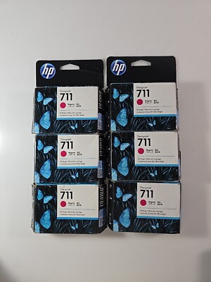 Lot Of 6 HP 711 29-ml Magenta DesignJet Ink Cartridge, CZ131A Exp 03/ ...