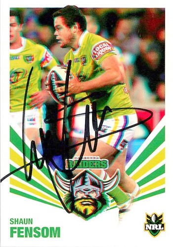 Signed 2012 CANBERRA RAIDERS NRL Card SHAUN FENSOM | eBay Australia