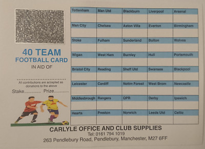 Colour Football Scratch Cards Fund Raising Charity Event 40 Team # ...