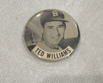 1950's Ted Williams 1-1/4" Pin Ex VINTAGE Boston Red Sox PM 10 Stadium ...