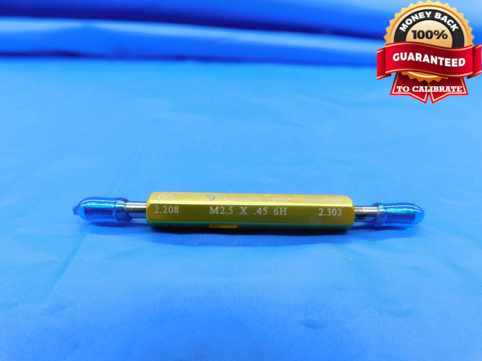 M2.5 X .45 6H VERMONT THREAD PLUG GAGE 2.5 0.45 GO NO GO P.D.'S = 2.208 ...