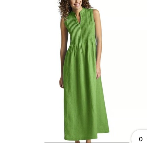 J.Jill Linen Pintuck Maxi Dress Womens 4X Kelly Green Pleated ...