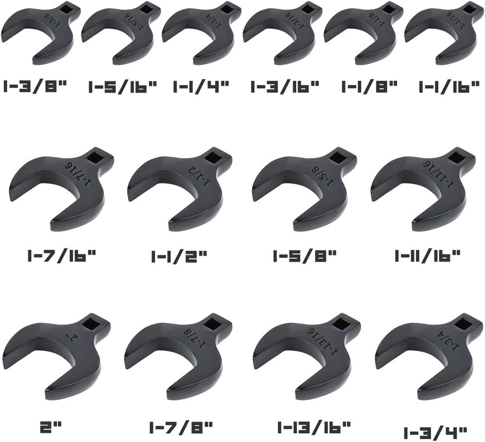Jumbo Crows Foot Wrench Set 1/2 Drive - (14 Piece Set in Large SAE ...