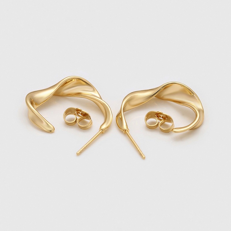 Wavy Hoop Earrings 14k Cold Plated | eBay