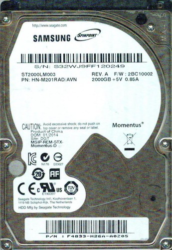 ST2000LM003, HN-M201RAD/AVN, 2BC10002, DGT S32W SAMSUNG SATA 2TB | eBay