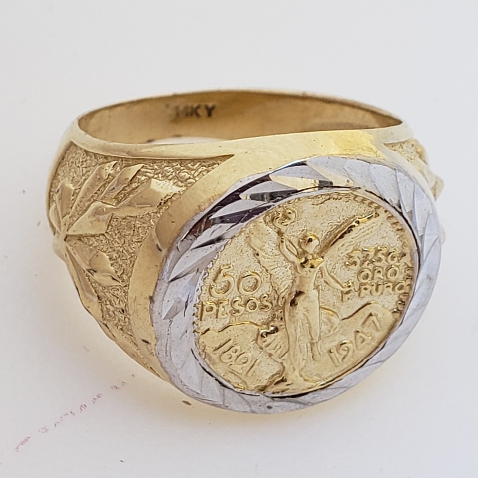 solid 14k Gold 50 Pesos Coin Centenario Ring Size 8 9 10 11 12 | eBay