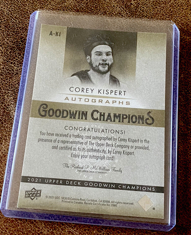 2021 Upper Deck Goodwin Champions Corey Kispert on card Auto | eBay