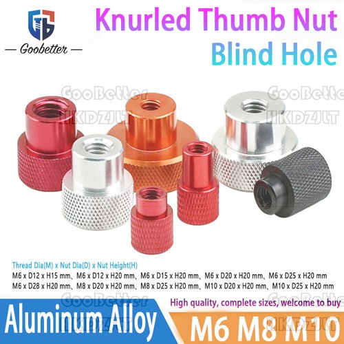 M6 M8 M10 Knurled Thumb Nut Colourful Aluminum Alloy Blind Hole Steps ...