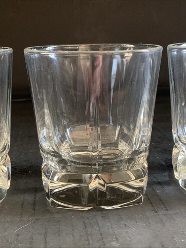 3 Vintage Libbey Cooler Squire Tumbler. Square Cut Heavy Bottom Glasses ...