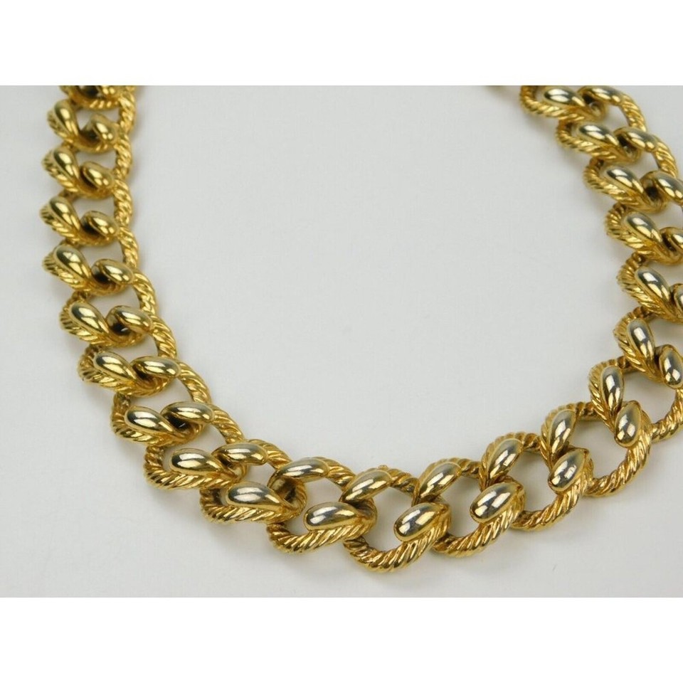 Vintage Anne Klein Heavy Chunky Textured Chain Link Gold Tone Collar ...