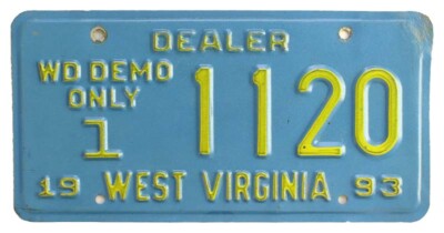 Rare West Virginia 1993 WD Dealer Demo for Wrecker Dismantlers License ...