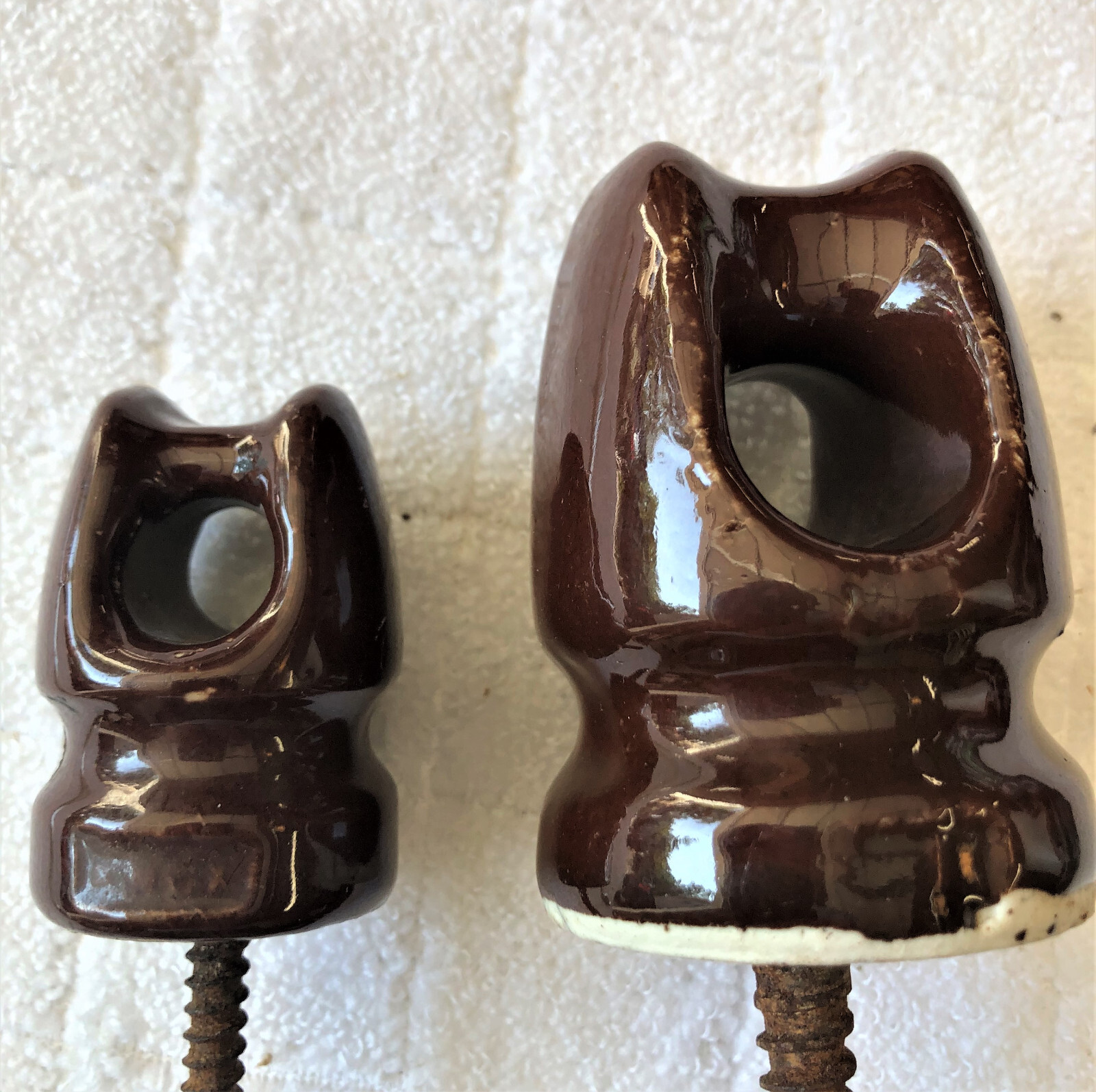 Vintage Brown Glazed Porcelain Ceramic Electric Pole Insulators,Lot of ...
