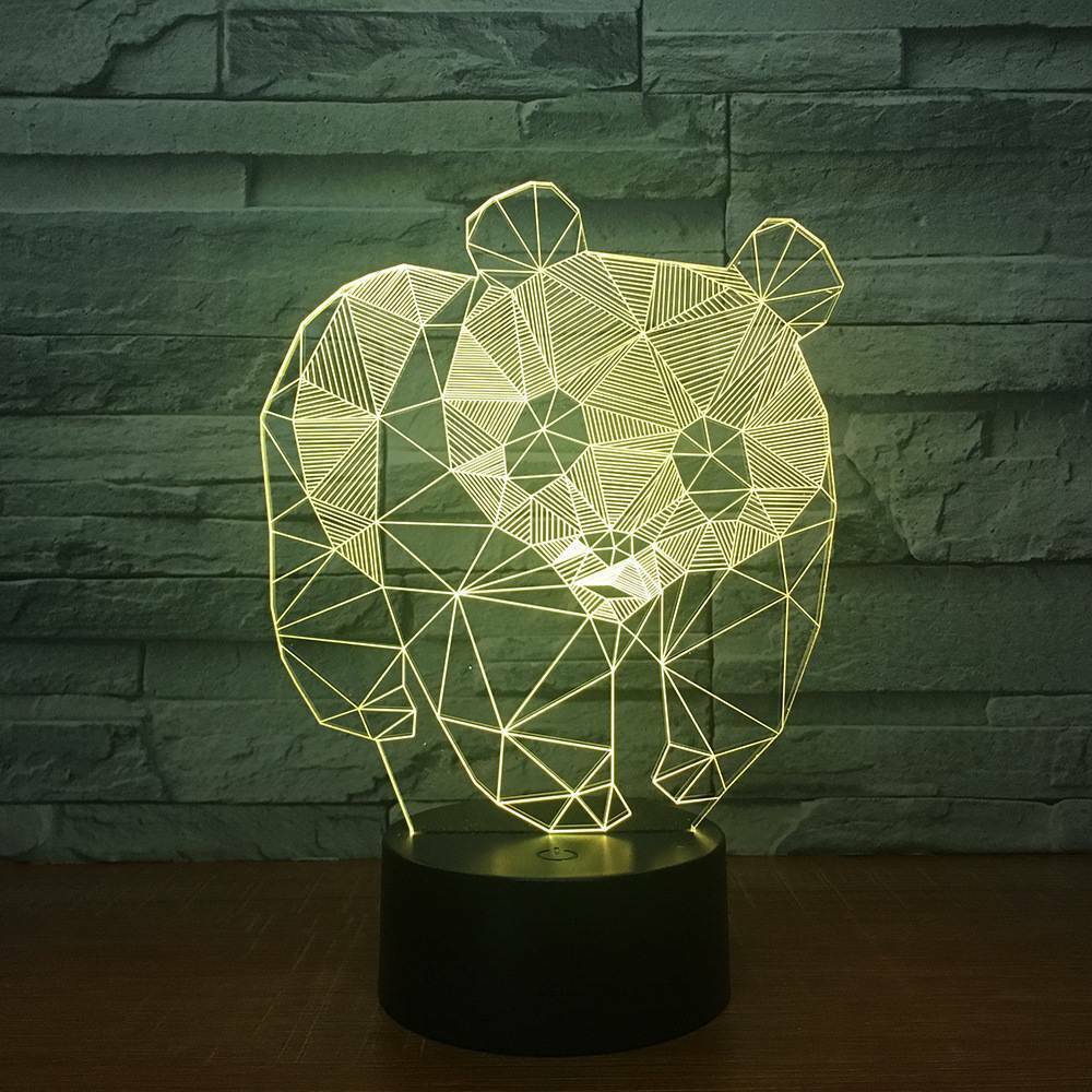 3D Panda Night Light 7 Color Change LED Desk Lamp Touch Switch Room ...