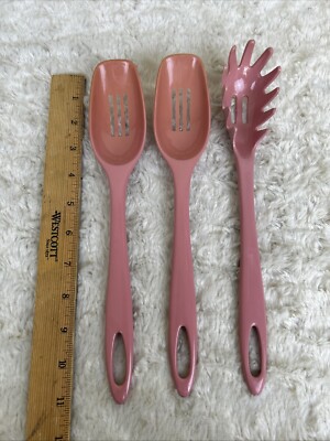 3 Vintage Ensar Pink Nylon Plastic Slotted Spoons Cooking Utensils | eBay