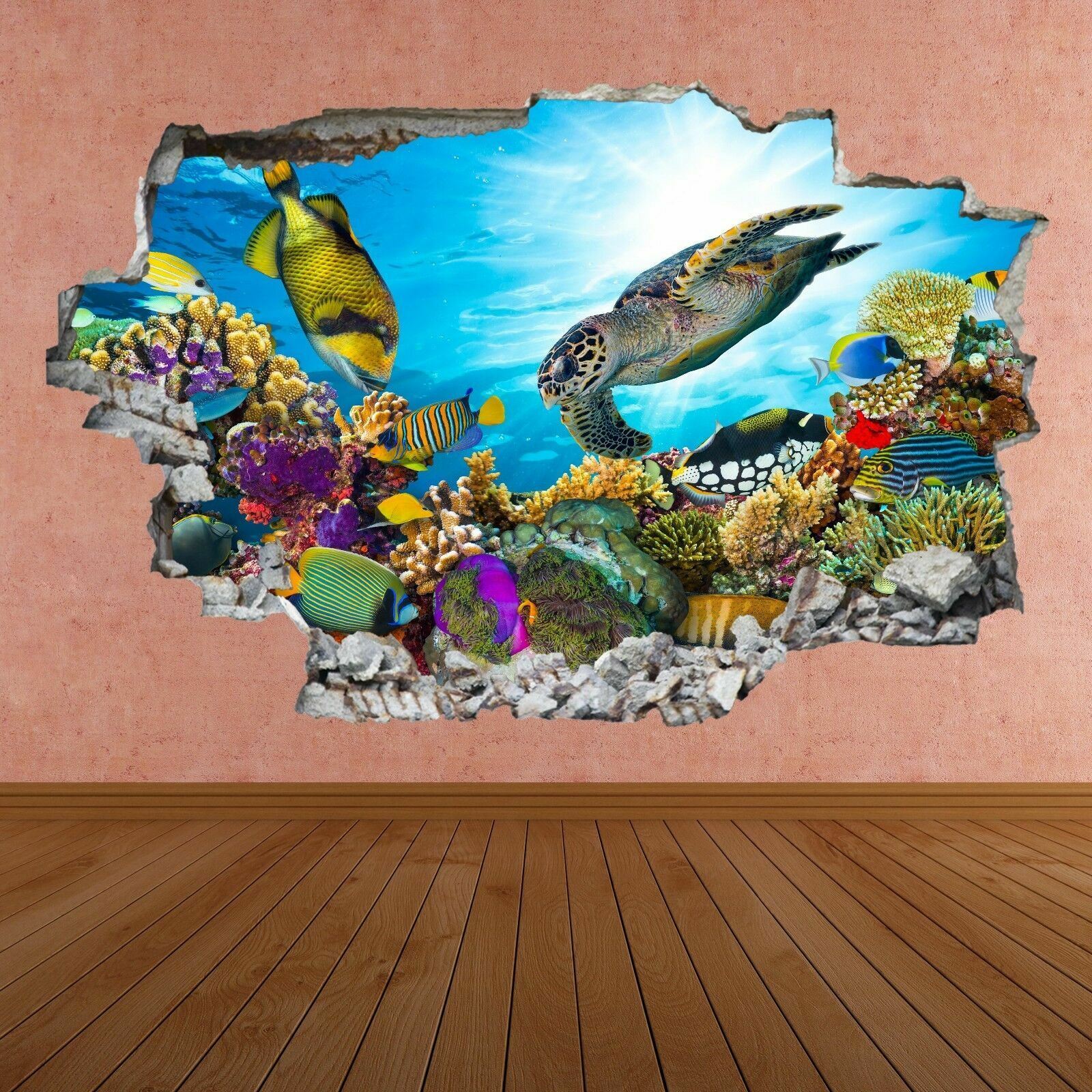 Underwater Wall Art Stickers Mural Decal Sea Fish Aquarium Kids Bedroom ...