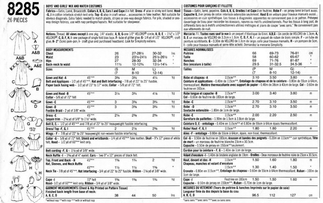 Simplicity 8285 Childs Costumes Sewing Pattern Uncut SML 10 Styles for ...