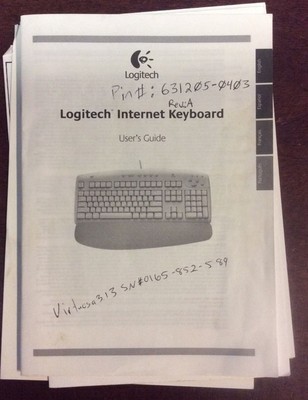 Logitech Internet Keyboard Guide 1999 Manual Preowned OEM | eBay