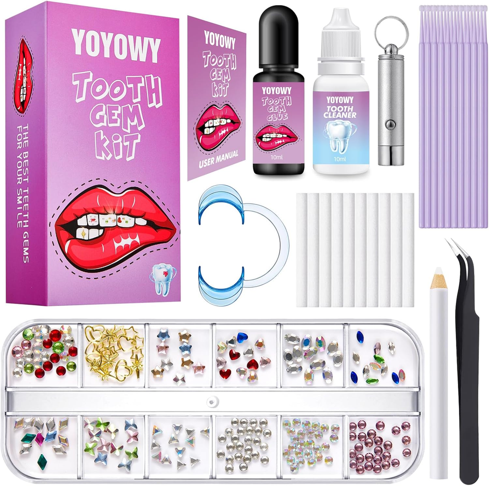 Tooth Gem Kit,Teeth Jewelry Kit with Glue and Light,Tooth Gems Kit for ...