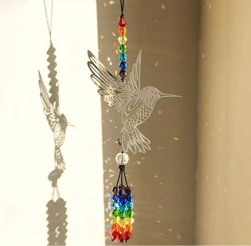 (Style C)2 PCS Hummingbird Metal Suncatcher with Crystal Accents - for ...