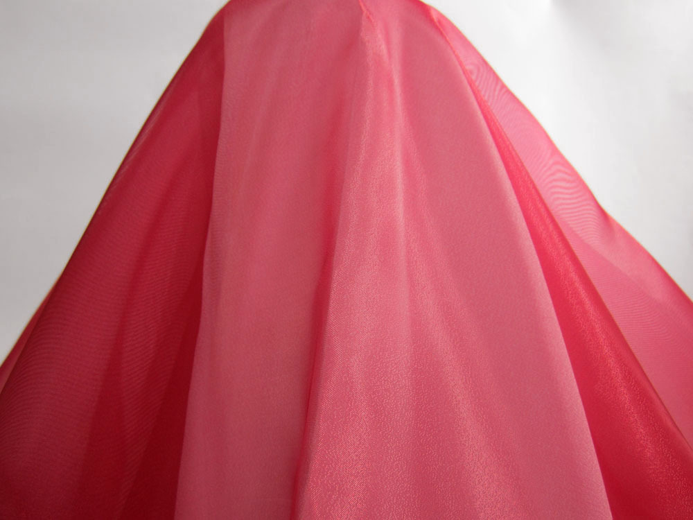 B01 (Per Yard) Good Thick - Red Sparkle Organza Fabric Bridal dress ...