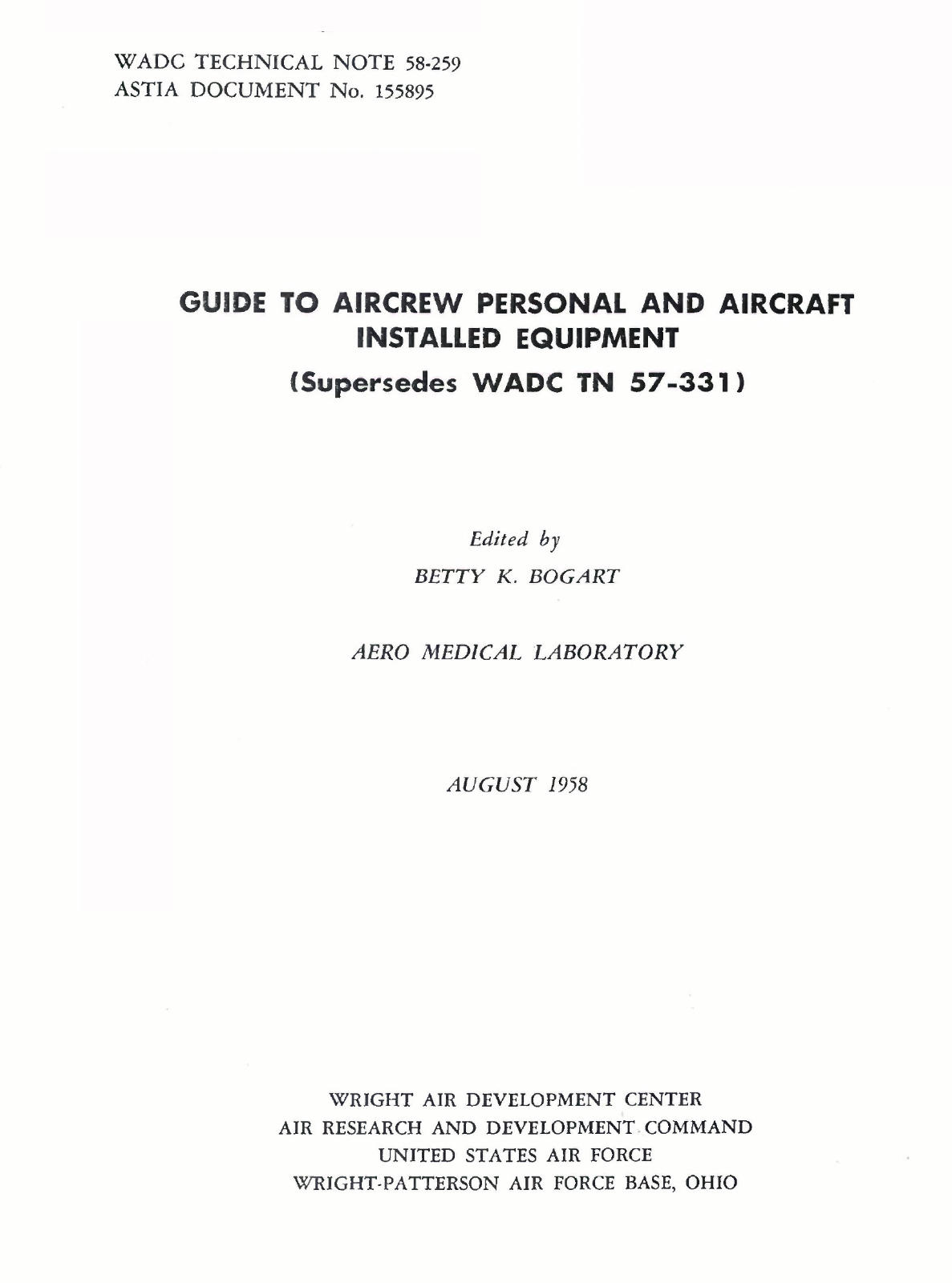 75 Page 1958 AF GUIDE AIRCREW PERSONAL AIRCRAFT EQUIPMENT WPAFB Photo ...