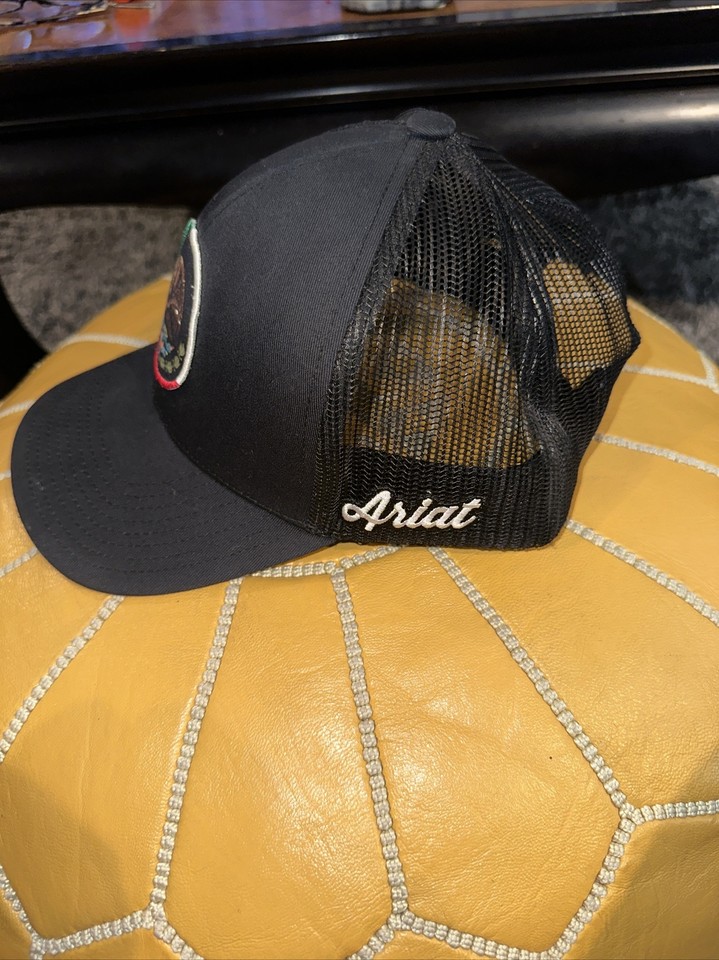Ariat Mens Hat Baseball Cap Snap Mesh Mexico Flag Eagle Patch Black ...