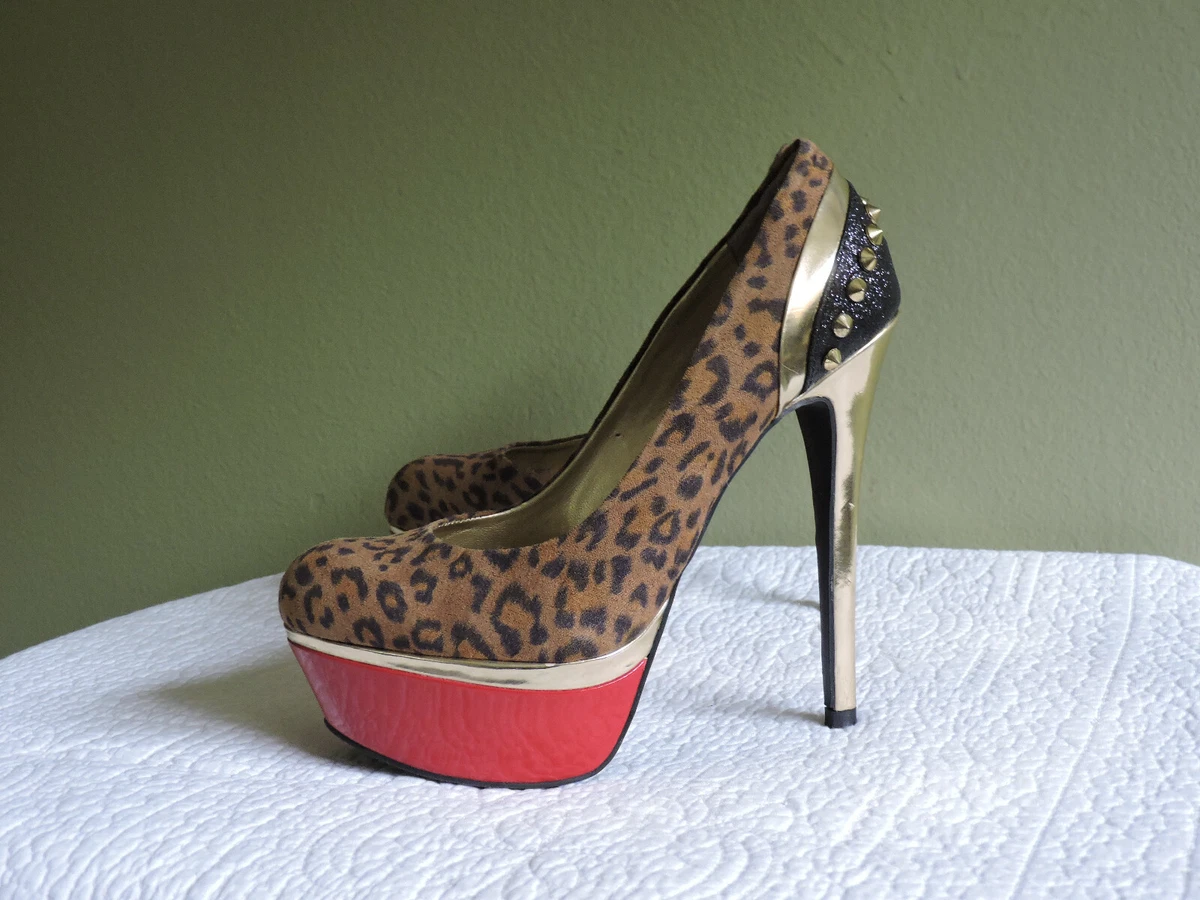 Spiked Leopard Platform Heels