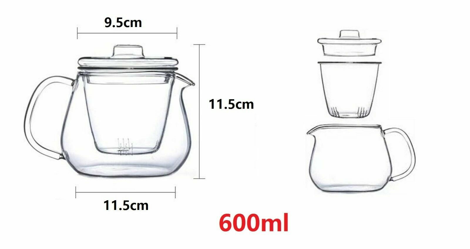 7 Pc Tea Set Penguin Style Infuser Teapot 600ml + 6 Mini Sized Tea Cups ...