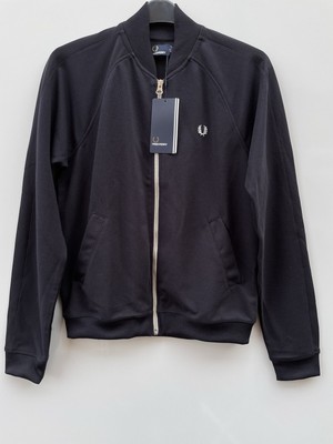 Fred Perry Women's Full Zip Reverse Tricot Track Jacket Dark Navy UK ...
