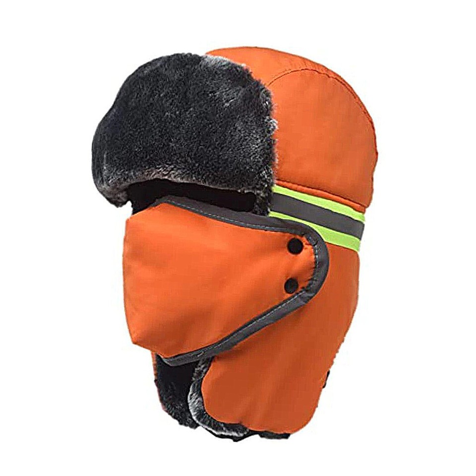 Hi Vis Reflective Winter Trapper Safety Hat Aviator Earflap Thermal Fur ...
