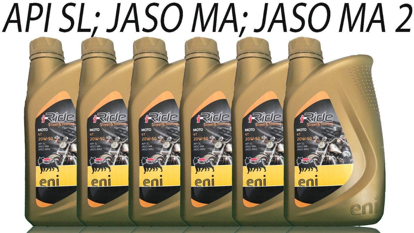 Eni i-ride Moto 4T 20W50 6x1 Liter AGIP Racing 20W50 JASO MA,API ...