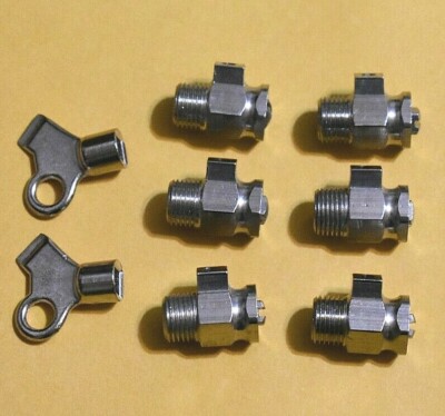 6 Radiator Nickel Plated Brass Air Vent Bleeder Coin Valves 1/8" MIP ...