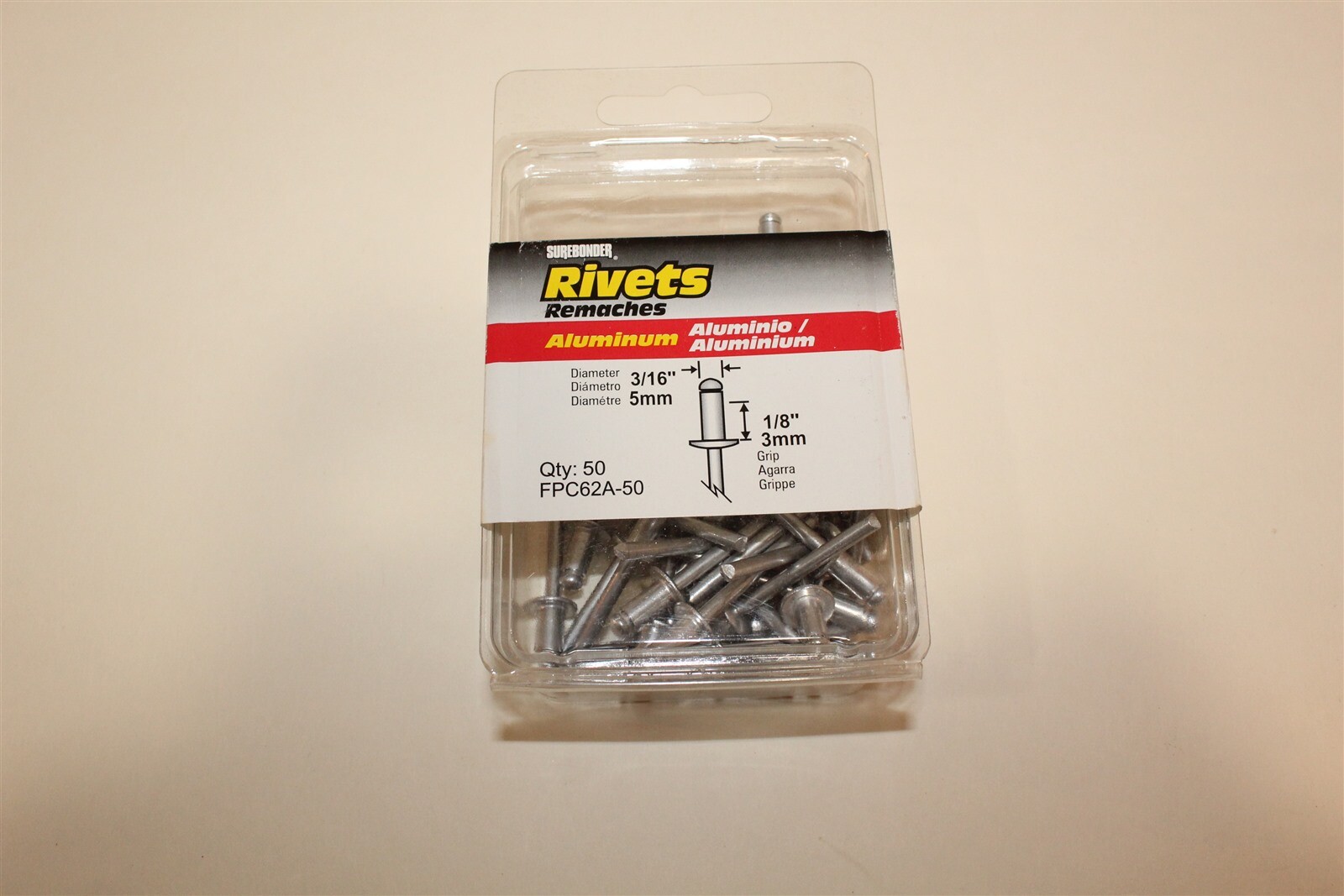 Aluminum Rivets Short Rivet 3/16" x 1/8" 2 Packs with 50 Each Total 100 ...