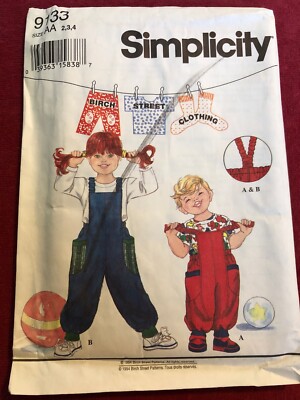 🌹SIMPLICITY #9133-CHILDS "BIRCH STREET CLOTHING" OVERALLS & TOP PATTERN ...