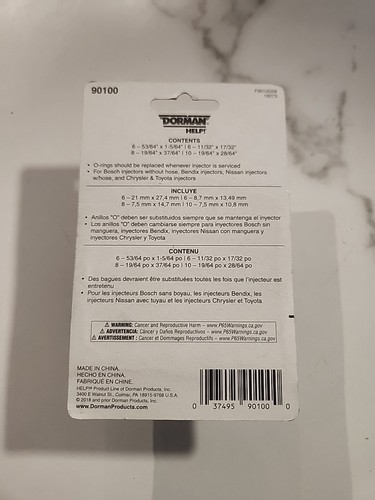 Dorman 90100 Fuel Injector O-Ring Assortment - Universal TOYOTA,FORD,GM ...