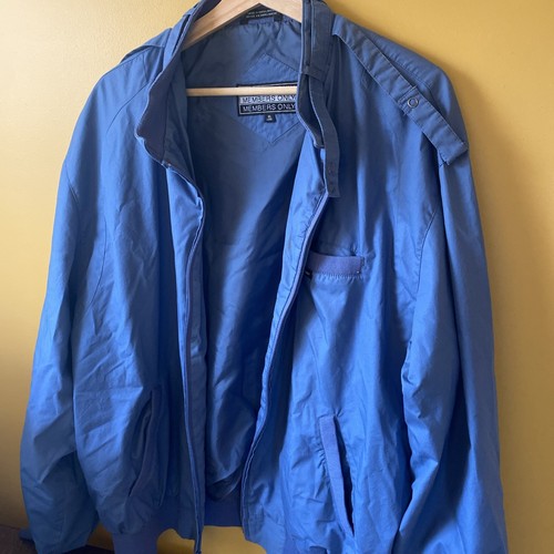 Members Only Bomber Jacket Mens size XL Long Blue Cafe Racer Zip Lined ...