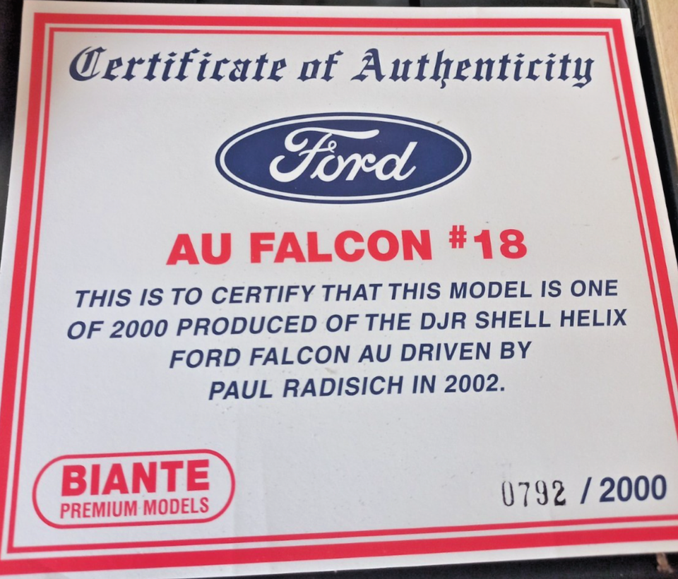 FORD FALCON AU XR8 2002 DJR SHELL HELIX RACING PAUL RADISICH BIANTE 1: ...