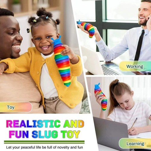 Finger Slug Flexible Sensory Fidget Toy Stress Relief Rainbow Game Kids ...