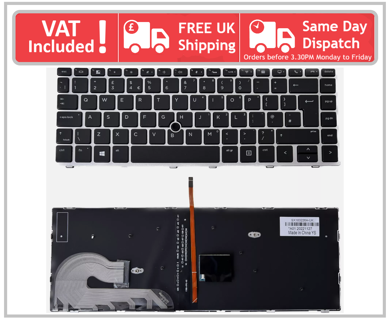 HP EliteBook 840 G5 840 G6 846 G5 745 G5 UK Layout Laptop Keyboard ...