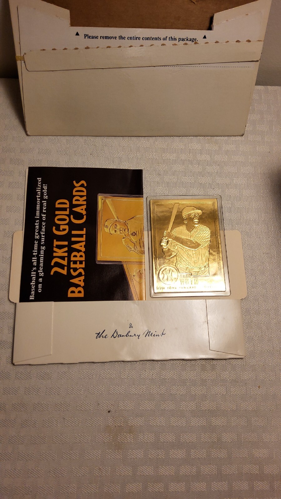 1996 Danbury Mint Babe Ruth 22 K Gold Base Ball Card New, Sealed In ...