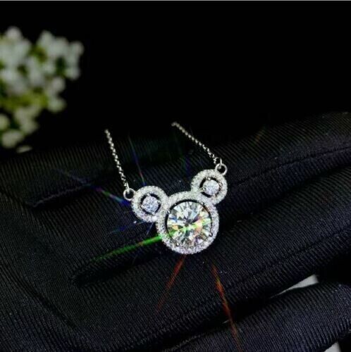 2 Ct Lab Created Diamond Round Mickey Mouse Pendant 14k White Gold ...