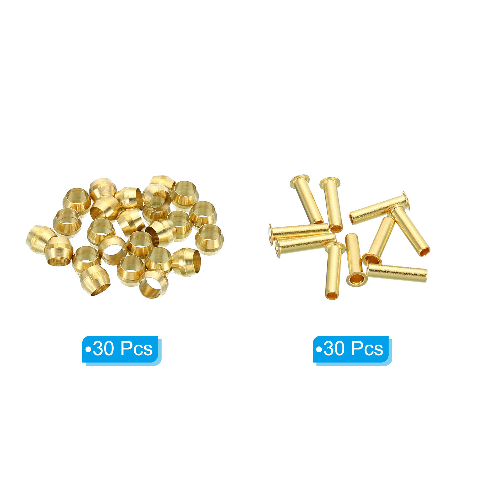 60pcs 4mm Tube OD Brass Compression Sleeves Ferrules Brass Ferrule ...