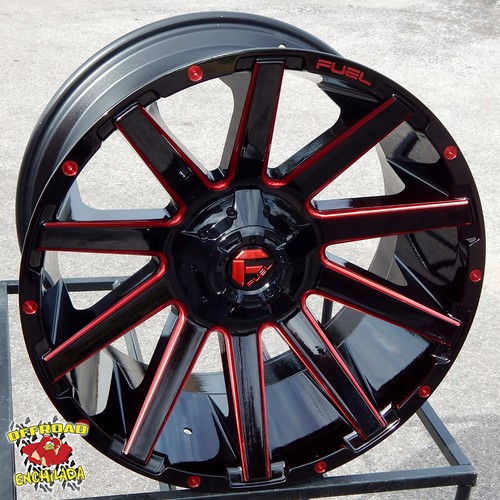 4/ 20x10 Black Red Fuel D643 Contra Wheels Rims Jeep Wrangler Gladiator ...