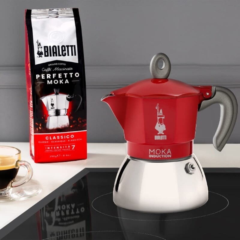 Bialetti Moka Induction Red Aluminium / SS Stovetop Coffee Maker Pot ...